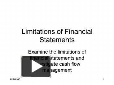 Limitations of Financial Statements presentation | free to view