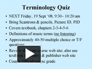PPT – Terminology Quiz PowerPoint presentation | free to view - id ...