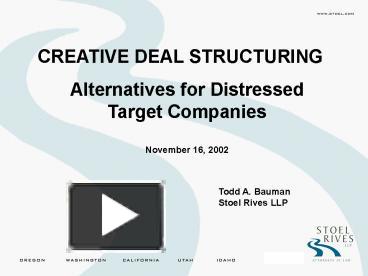 CREATIVE DEAL STRUCTURING presentation | free to view