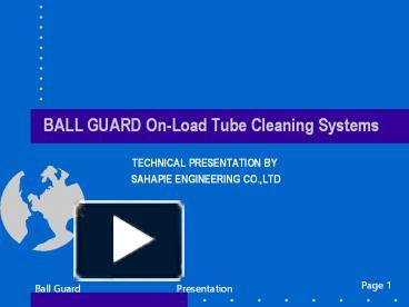 PPT – BALL GUARD On-Load Tube Cleaning Systems PowerPoint presentation ...