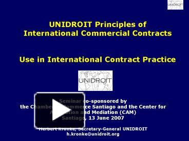 UNIDROIT Principles of International Commercial Contracts Use in ...