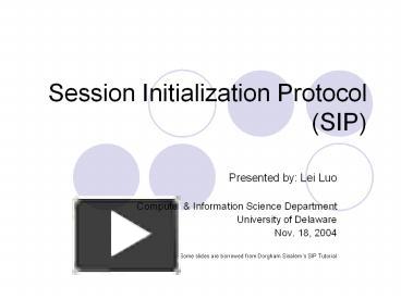 Session Initialization Protocol (SIP) presentation | free to download