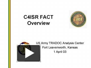 US Army TRADOC Analysis Center presentation | free to view