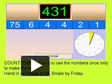 COUNTDOWN Can you use the numbers once only presentation | free to view