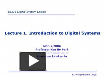 Lecture 1' Introduction to Digital Systems presentation | free to view