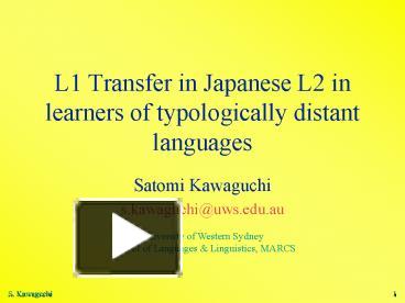 L1 Transfer in Japanese L2 in learners of typologically distant ...
