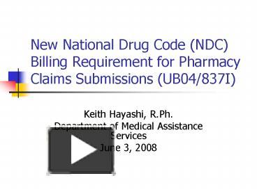 New National Drug Code NDC Billing Requirement for Pharmacy Claims ...
