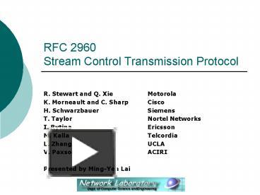 PPT – RFC 2960 Stream Control Transmission Protocol PowerPoint ...