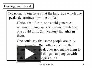 PPT – Language and Thought PowerPoint presentation | free to download ...