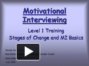 Motivational Interviewing presentation | free to view