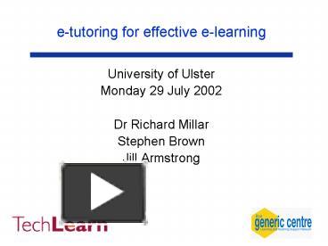 PPT – etutoring for effective elearning PowerPoint presentation | free ...