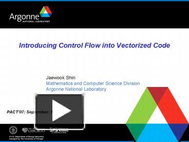 Introducing Control Flow into Vectorized Code presentation | free to view