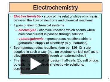 PPT – Electrochemistry PowerPoint presentation | free to view - id ...