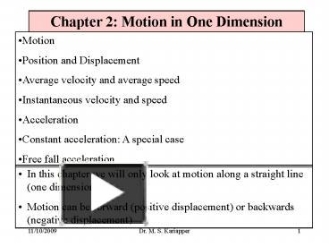 PPT – In this chapter we will only look at motion along a straight line ...