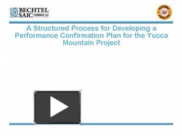 A Structured Process for Developing a Performance Confirmation Plan for ...