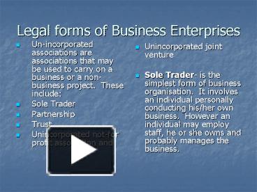 PPT – Legal forms of Business Enterprises PowerPoint presentation ...