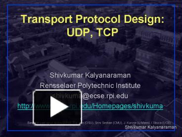Transport Protocol Design: UDP, TCP presentation | free to view