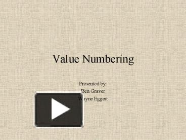 Value Numbering presentation | free to view
