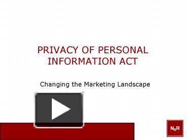 PRIVACY OF PERSONAL INFORMATION ACT presentation | free to view