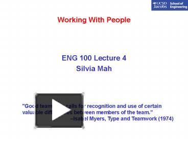 PPT – Working With People PowerPoint presentation | free to view - id ...