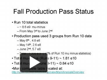 PPT – Fall Production Pass Status PowerPoint presentation | free to ...