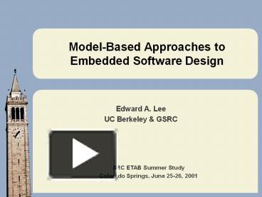 Model-Based Approaches to Embedded Software Design presentation | free ...