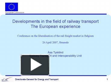 PPT – Developments in the field of railway transport PowerPoint ...