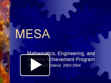 MESA presentation | free to view