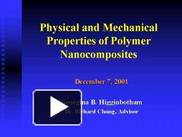 Physical and Mechanical Properties of Polymer Nanocomposites ...