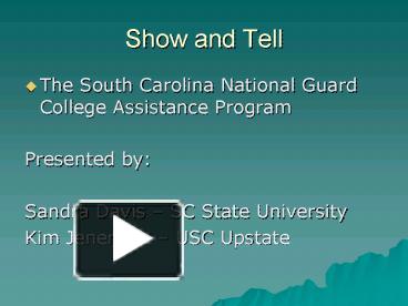 Show and Tell presentation | free to view