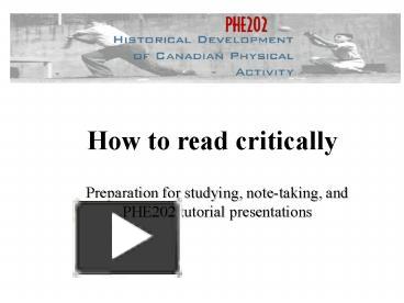 How to read critically presentation | free to view