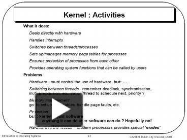 PPT – Kernel : Activities PowerPoint presentation | free to view - id ...