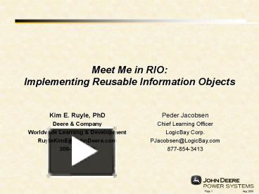 PPT – Meet Me in RIO: Implementing Reusable Information Objects ...