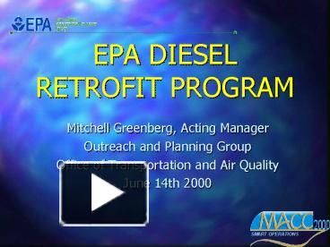 EPA DIESEL RETROFIT PROGRAM presentation | free to view