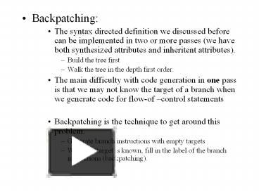 Backpatching: presentation | free to download