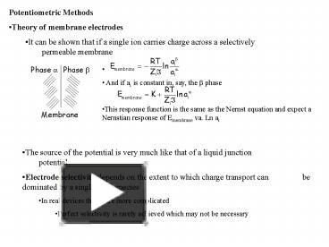 Potentiometric Methods presentation | free to view