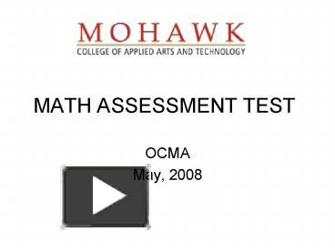 MATH ASSESSMENT TEST presentation | free to view