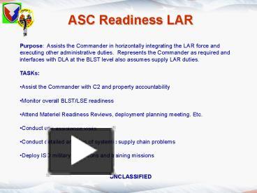 PPT – ASC Readiness LAR PowerPoint presentation | free to view - id ...