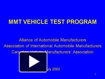 MMT VEHICLE TEST PROGRAM presentation | free to view