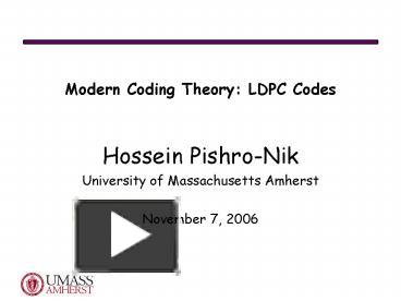 PPT – Modern Coding Theory: LDPC Codes PowerPoint presentation | free ...