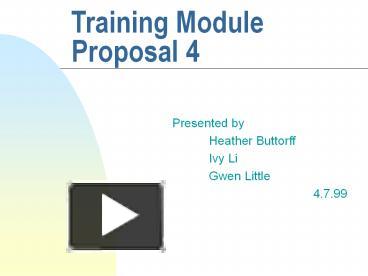 Training Module Proposal 4 presentation | free to download
