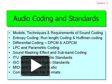 Audio Coding and Standards presentation | free to view
