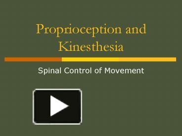 Proprioception and Kinesthesia presentation | free to view
