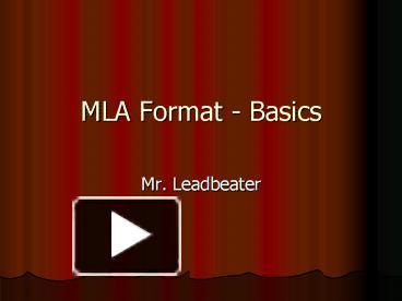 PPT – MLA Format Basics PowerPoint presentation | free to view - id ...