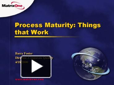 PPT – Process Maturity: Things that Work PowerPoint presentation | free ...