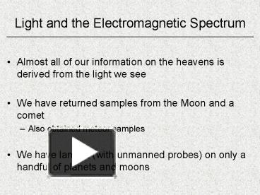 Light and the Electromagnetic Spectrum presentation | free to download