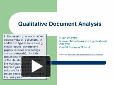 Qualitative Document Analysis presentation | free to view