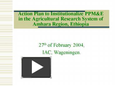 Action Plan to Institutionalize PPM presentation | free to view