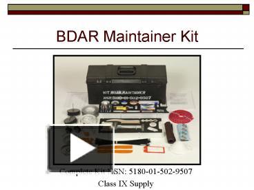 BDAR Maintainer Kit presentation | free to view