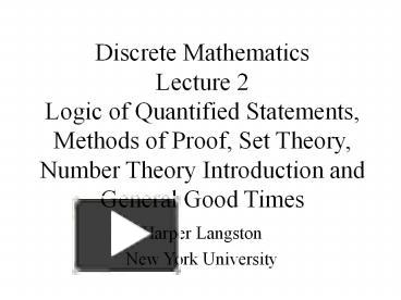 Discrete Mathematics Lecture 2 presentation | free to download
